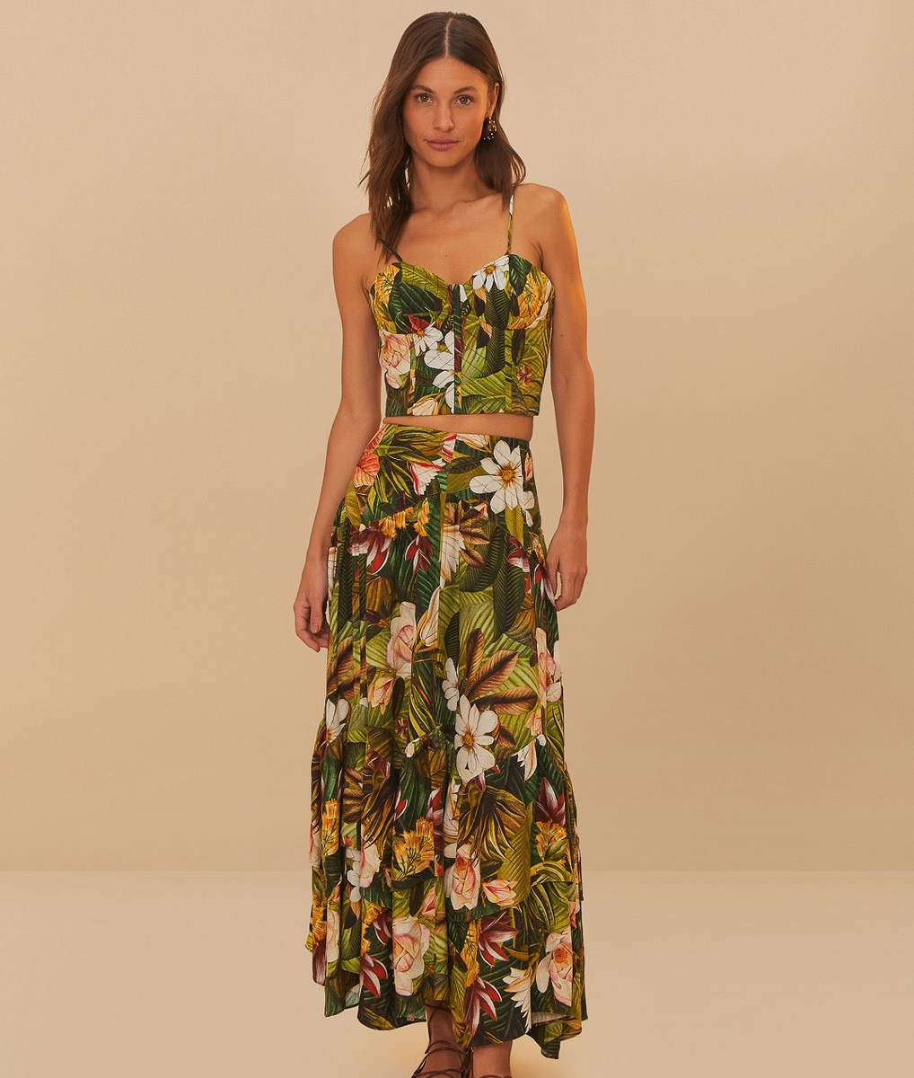 Farm Rio Botanical Forest Multi Strapless Flower Top – Indigo