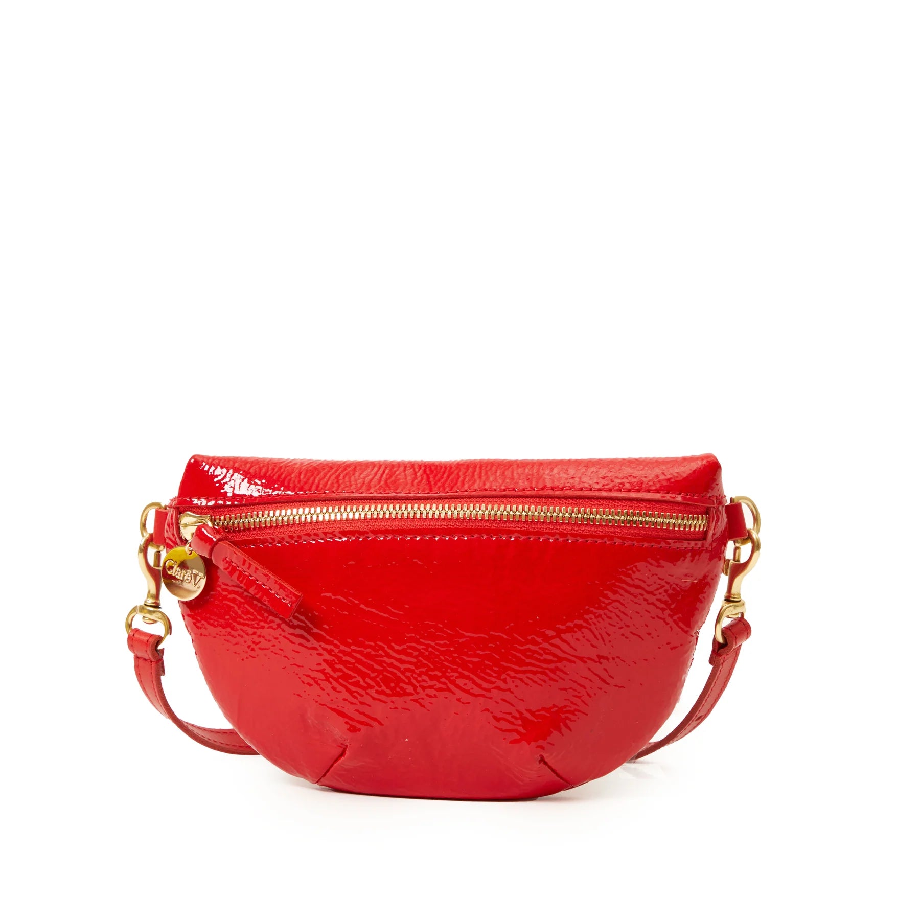 Clare V Petite Fanny Pucker Patent Super Red