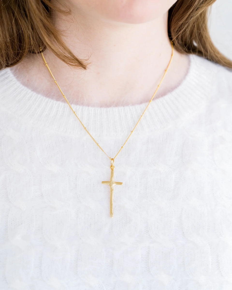 Susan Shaw Dainty Elongated Cross Necklace – Indigo
